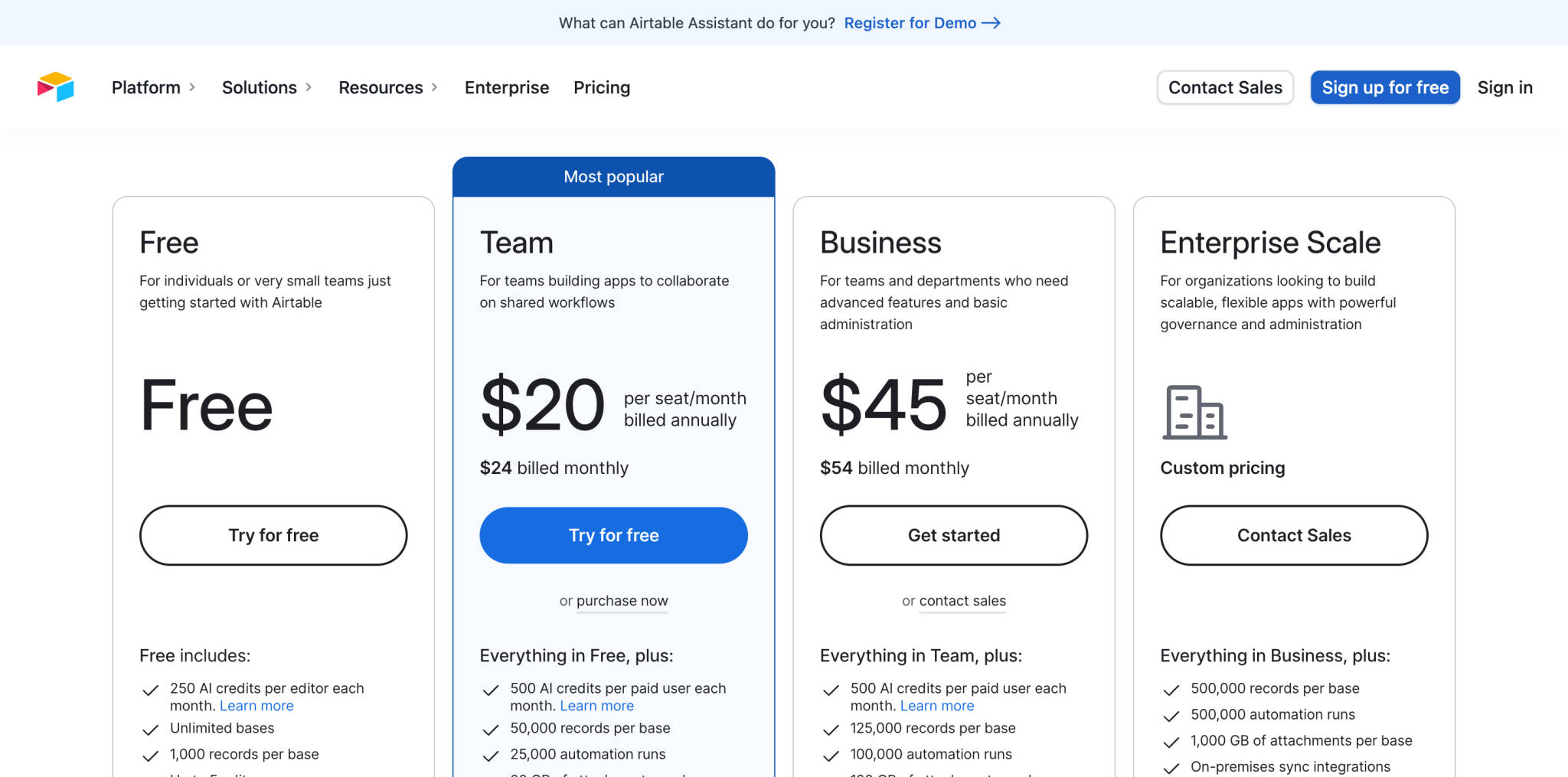 Airtable Pricing in 2025: Free vs Team vs Business vs Enterprise Plans ...