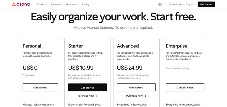 Asana Pricing Plans 2025: Free, Starter, Advanced & Enterprise Explained