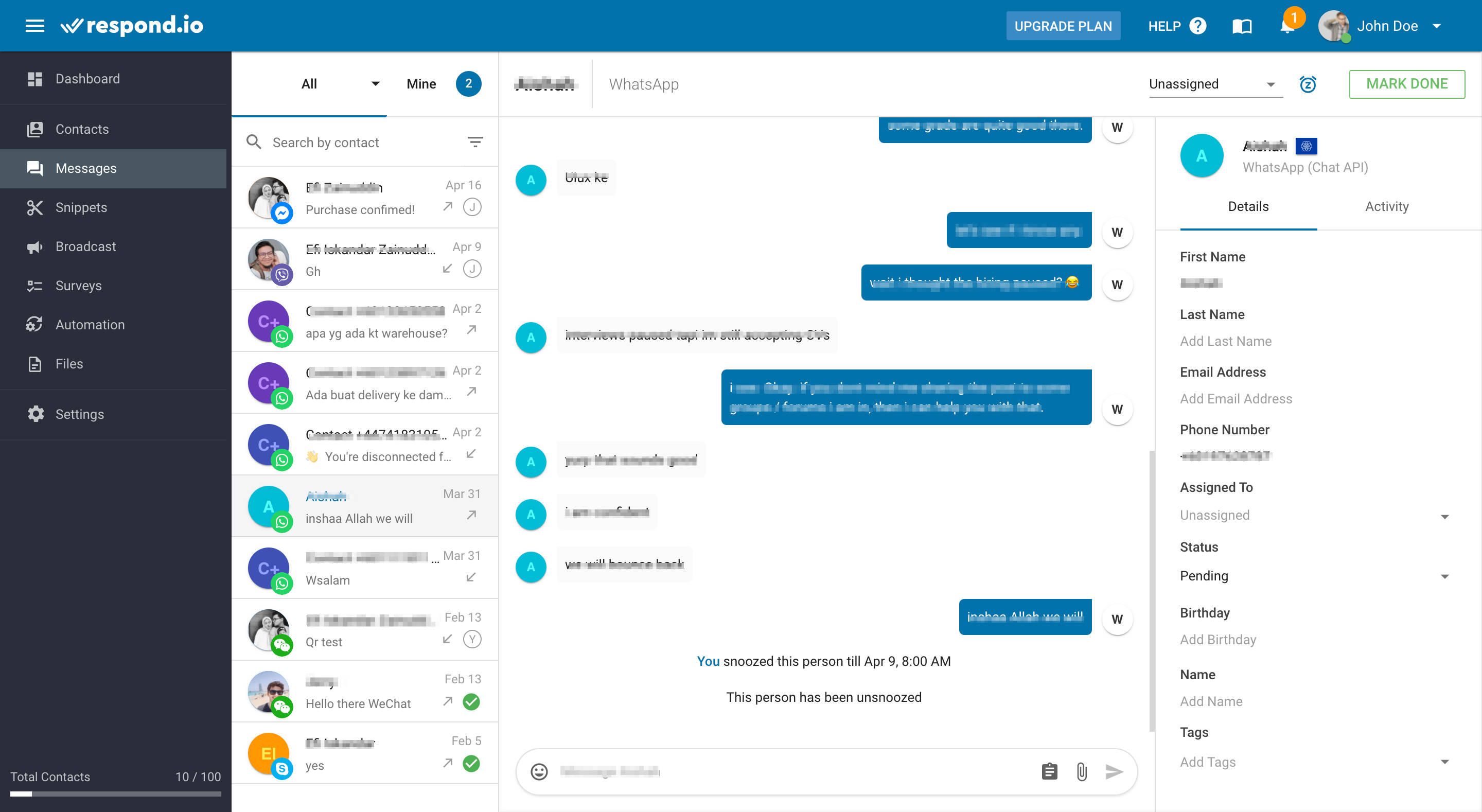 Respond.io Pricing, Reviews and Features (April 2021) - SaaSworthy.com