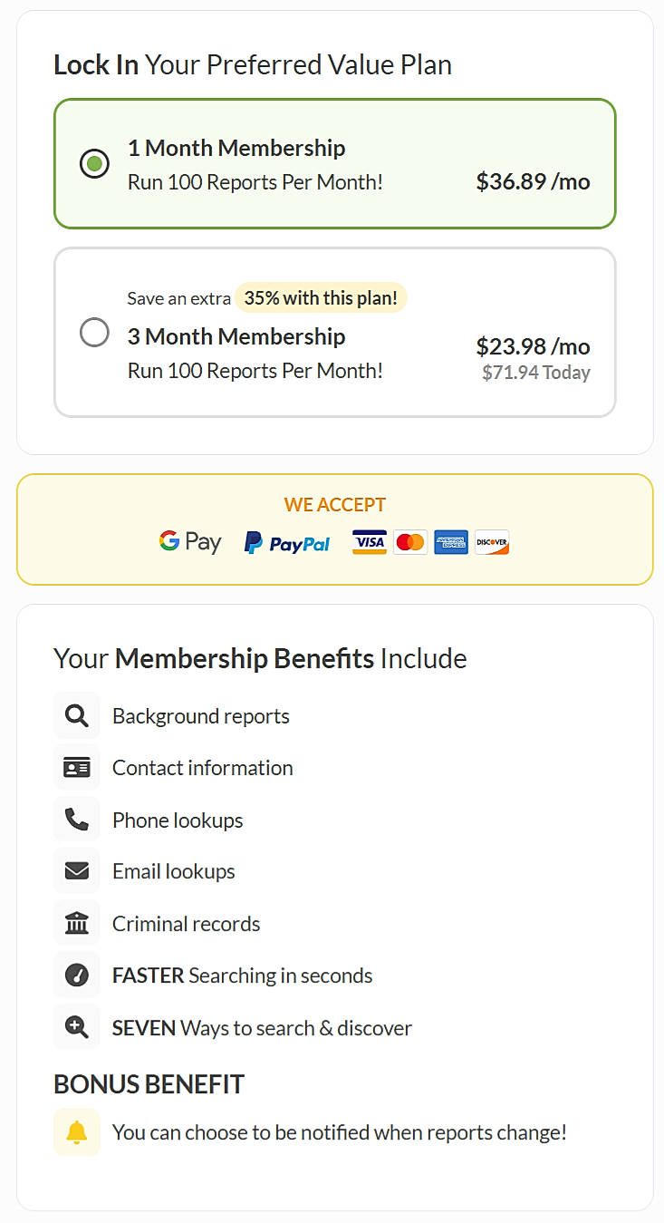 BeenVerified.com Pricing: Cost and Pricing plans