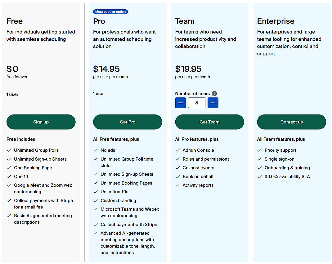 Doodle Pricing: Cost and Pricing plans