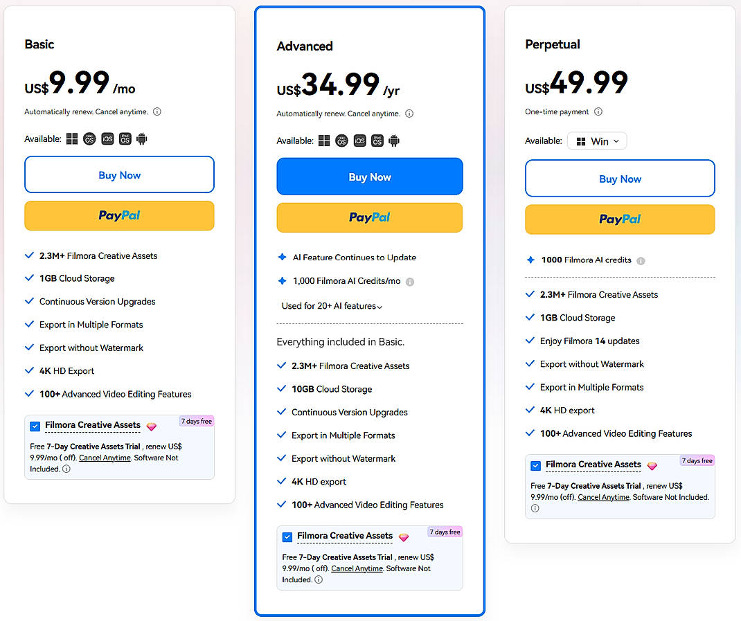 Filmora Pricing: Cost and Pricing plans