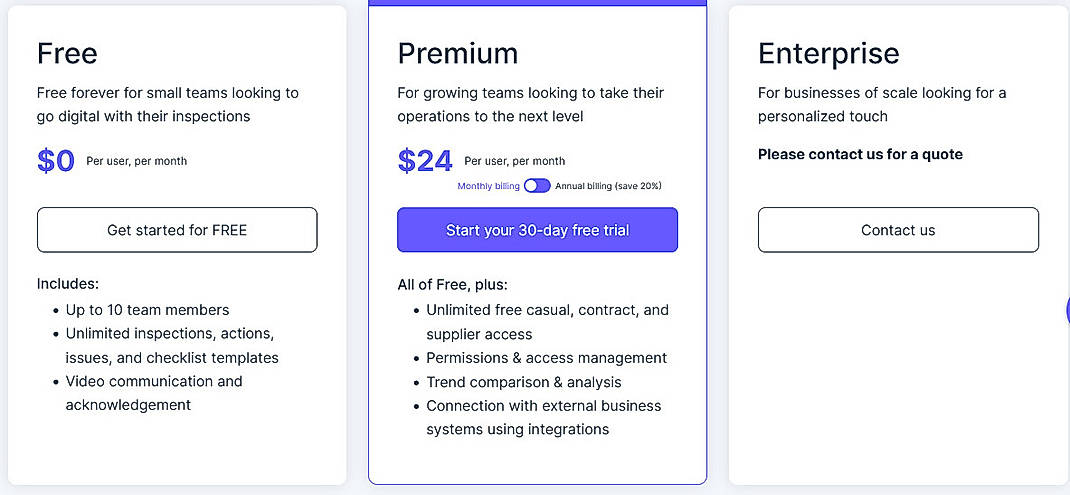 iAuditor Pricing: Cost and Pricing plans