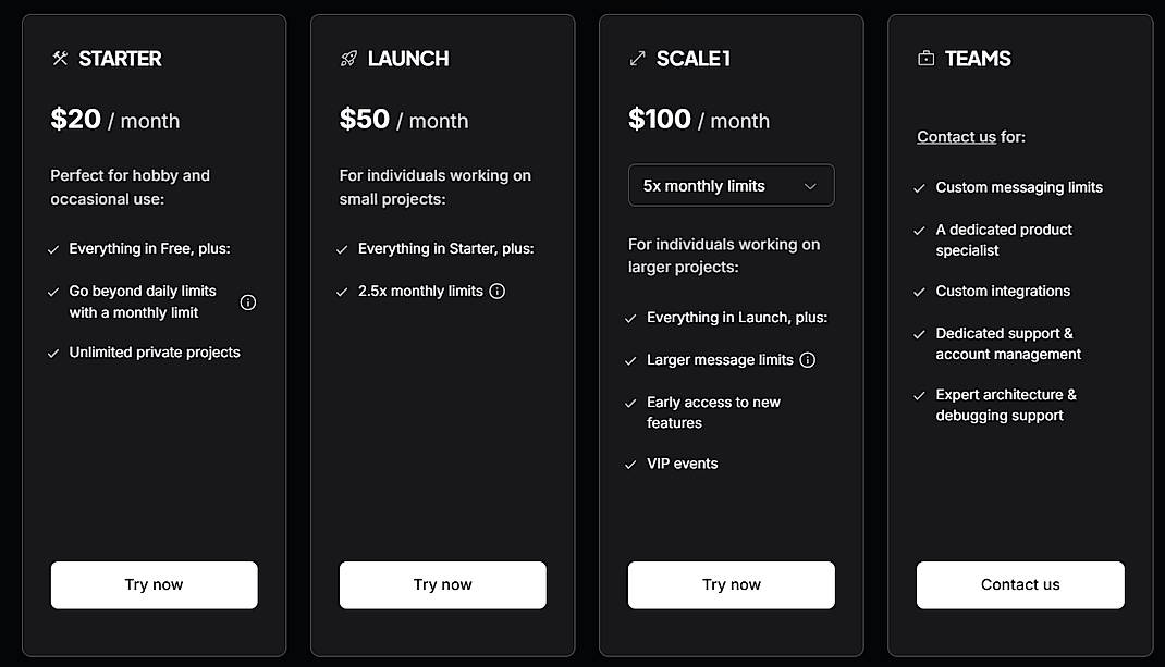 Lovable Pricing: Cost and Pricing plans