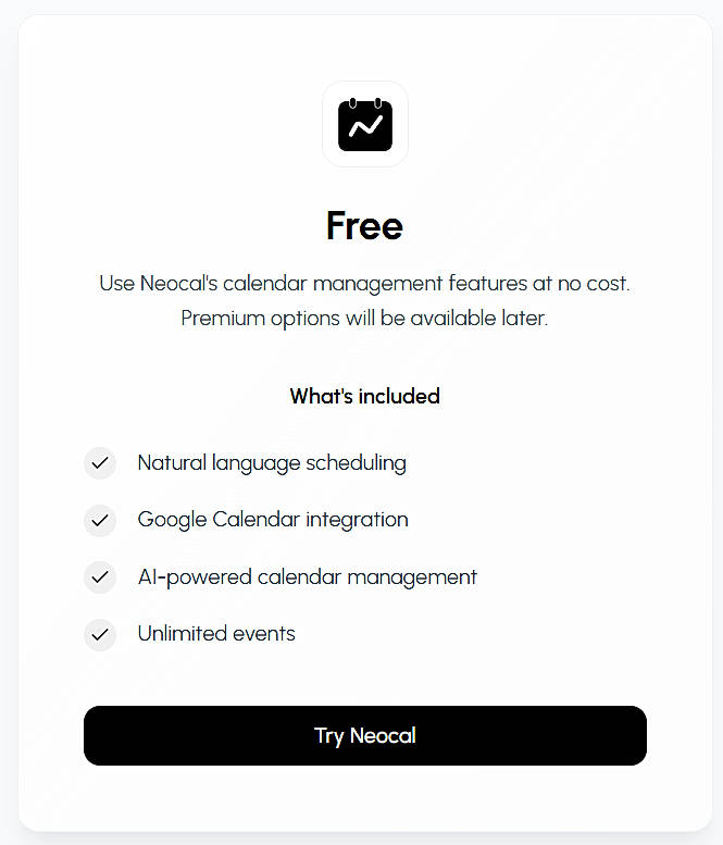Neocal - Features & Pricing (October 2025)