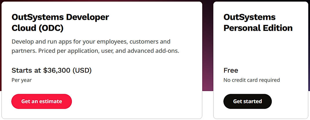OutSystems Pricing: Cost and Pricing plans