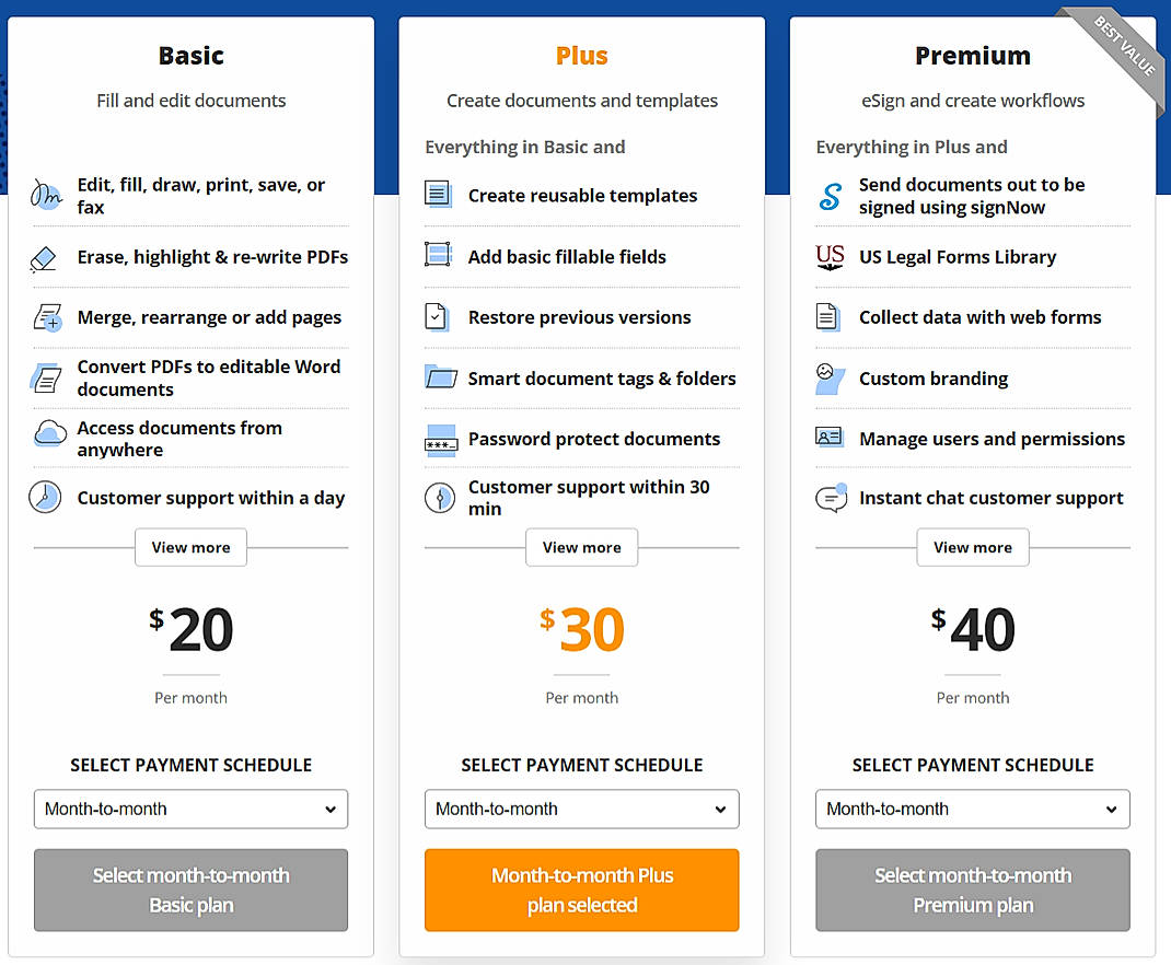 pdfFiller Pricing: Cost and Pricing plans