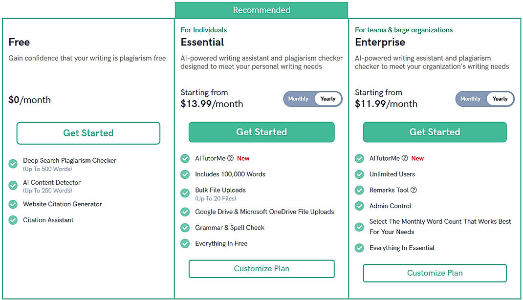 Quetext Pricing: Cost and Pricing plans