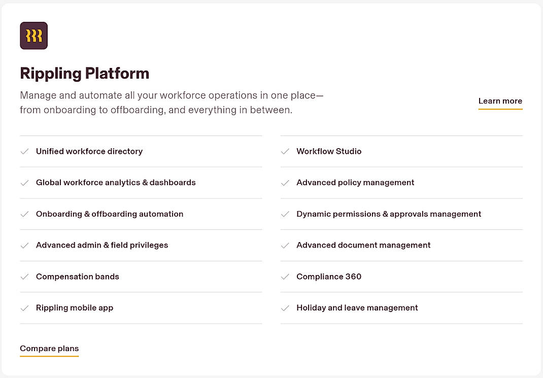 Rippling Pricing: Cost and Pricing plans