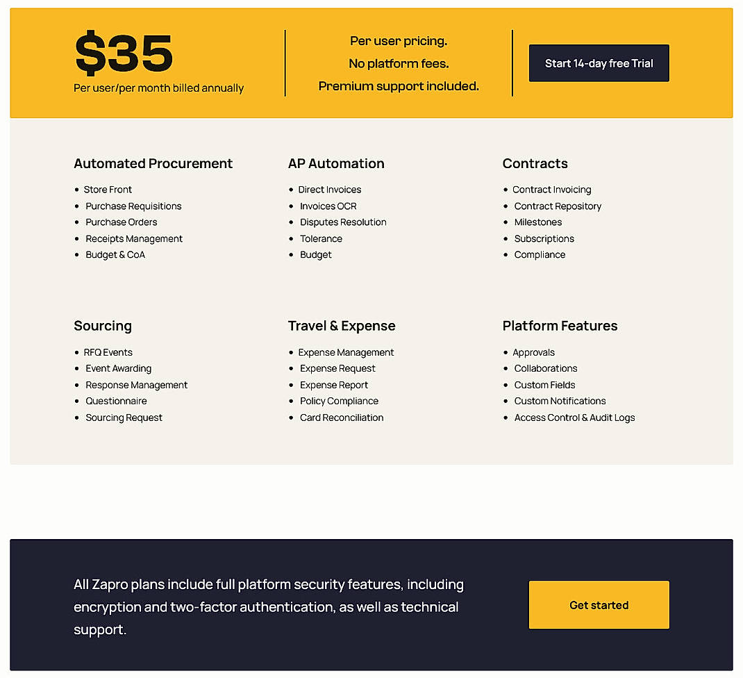 Zapro - Features & Pricing (September 2025)