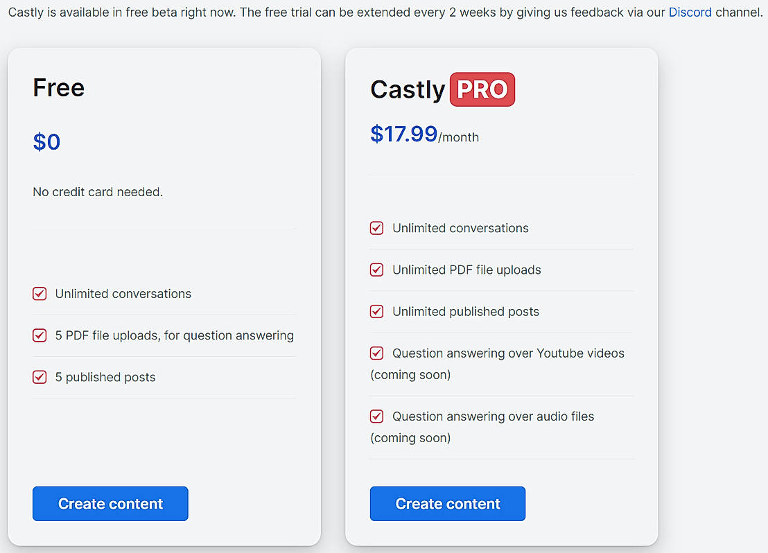 Castly - Features & Pricing (May 2025)