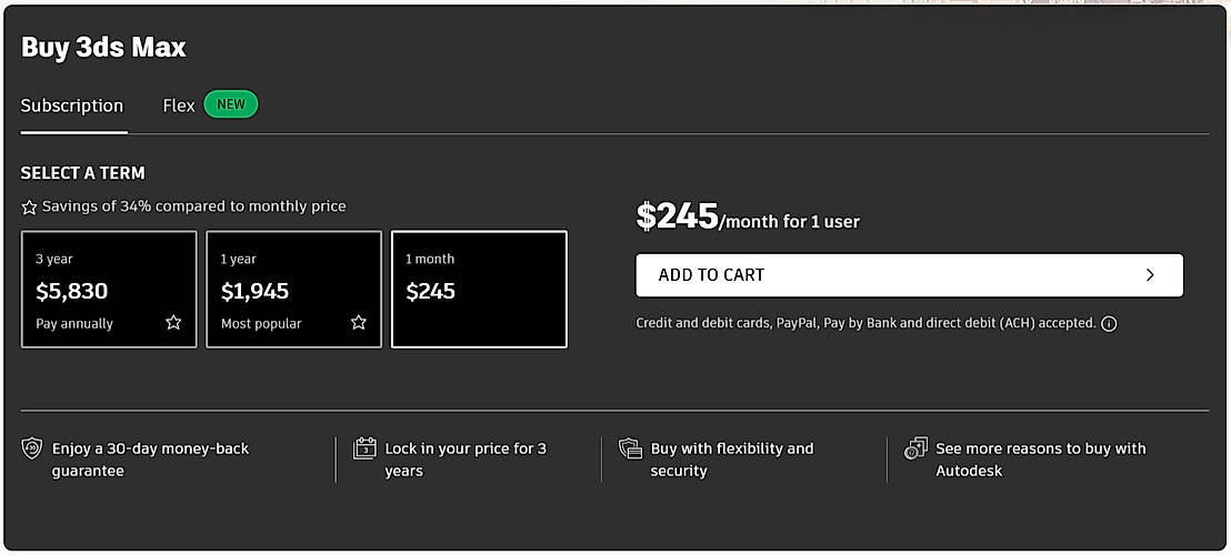 3ds Max Pricing: Cost and Pricing plans