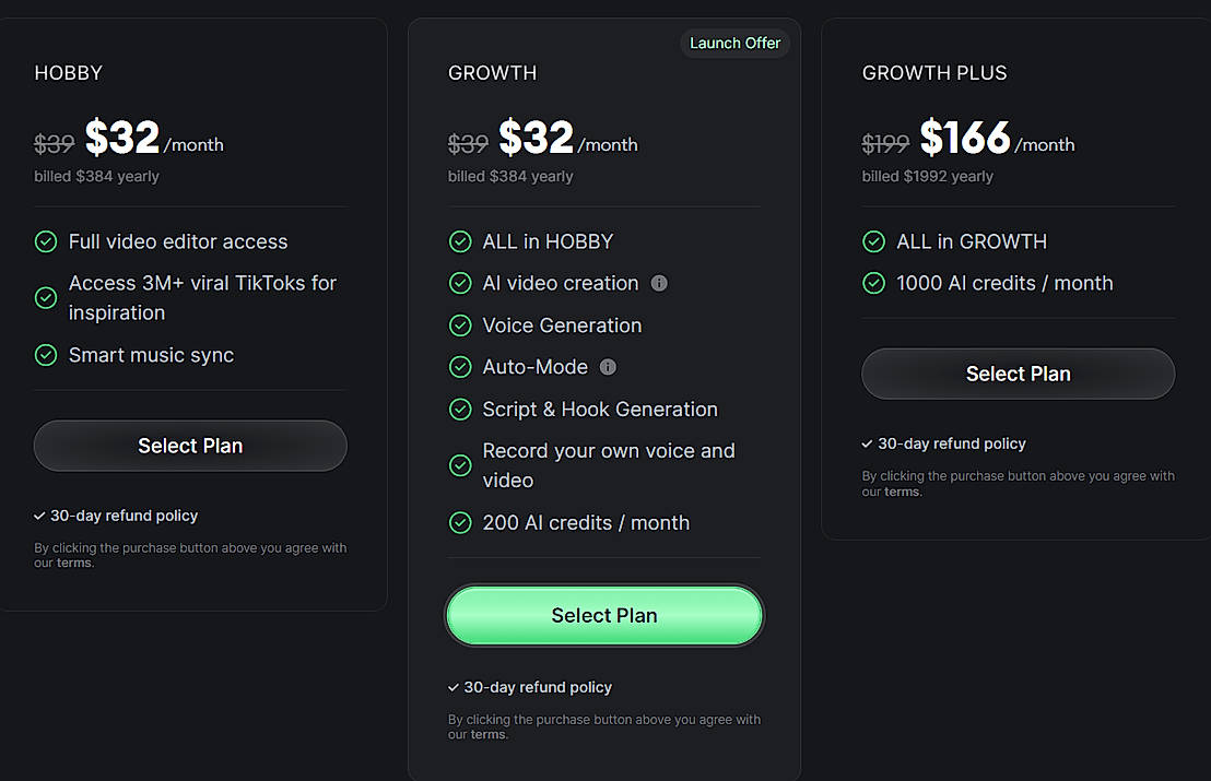revid.ai Pricing: Cost and Pricing plans