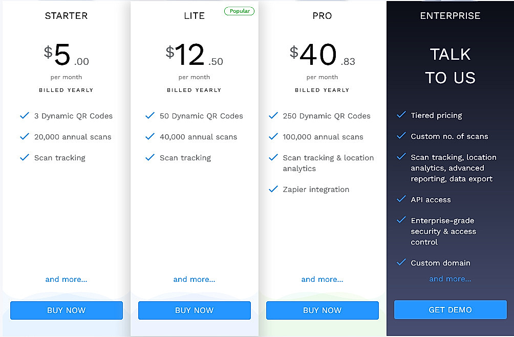 Beaconstac QR Codes Pricing: Cost and Pricing plans
