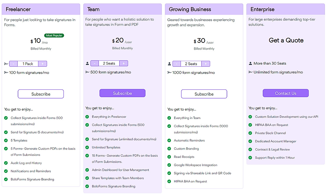 BoloForms Signature Pricing, Reviews and Features (January 2024) - SaaSworthy.com