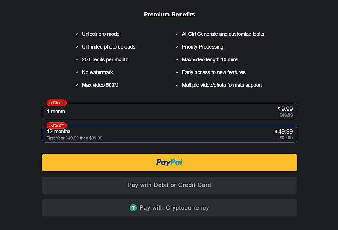 DeepSwap Pricing: Cost and Pricing plans