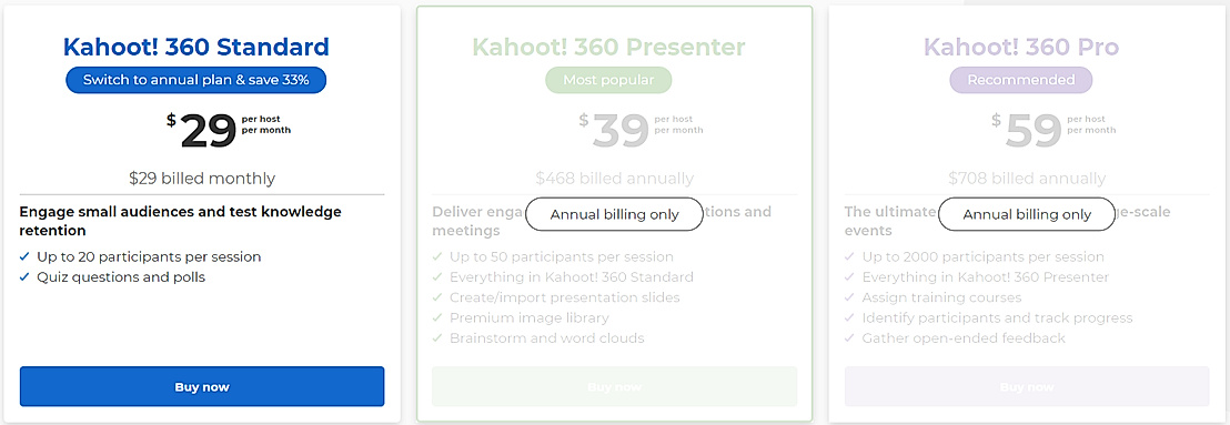 Kahoot! Pricing: Cost and Pricing plans