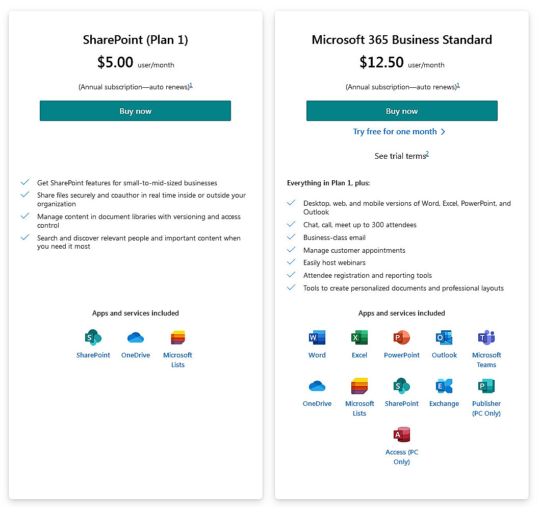 Microsoft SharePoint Pricing: Cost and Pricing plans