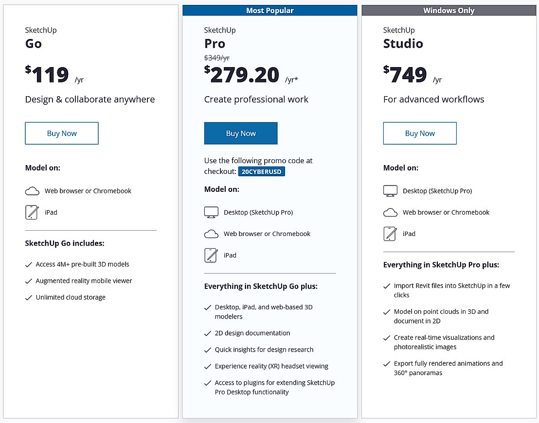 Sketchup Pricing Cost And Pricing Plans