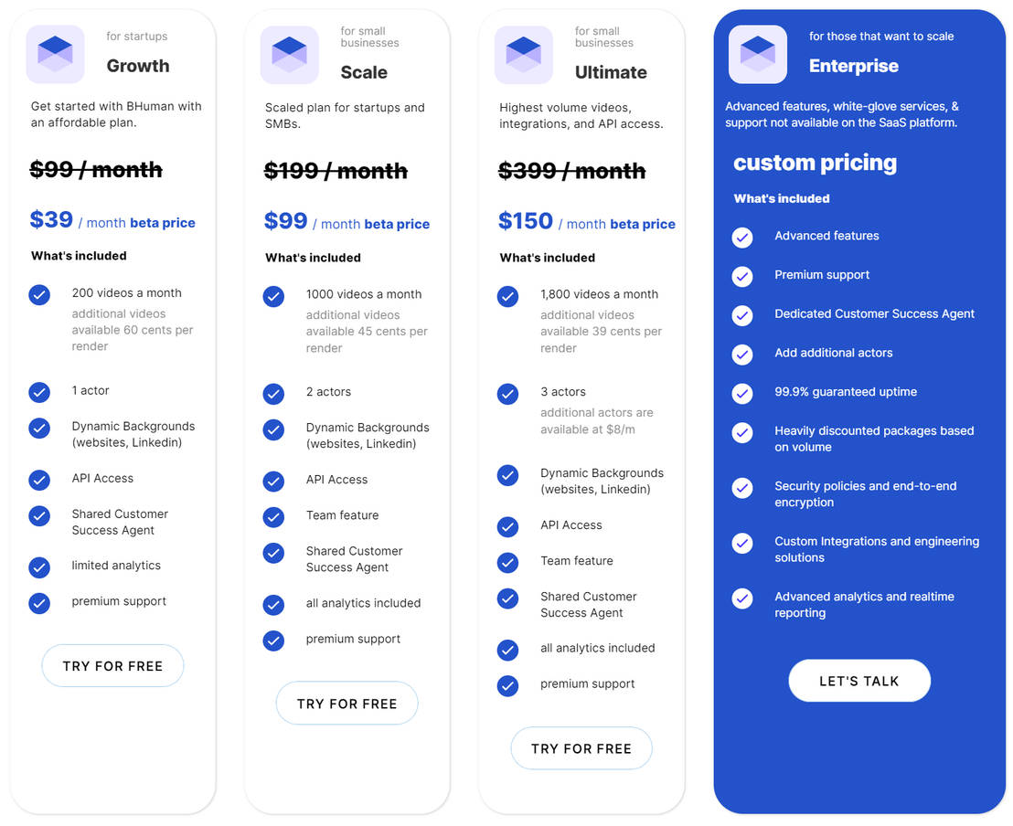 BHuman AI Pricing: Cost and Pricing plans