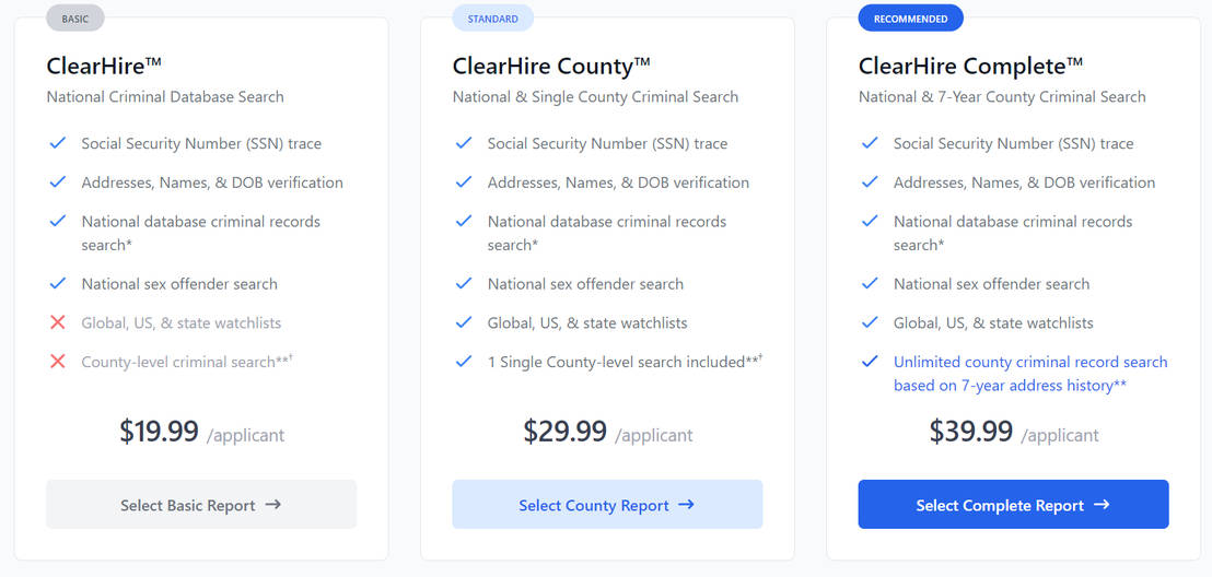 ClearChecks Pricing: Cost and Pricing plans