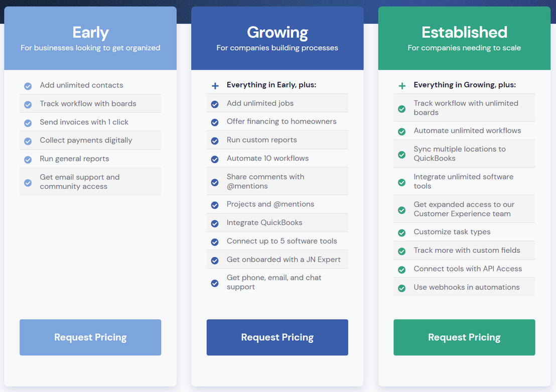 JobNimbus Pricing: Cost and Pricing plans