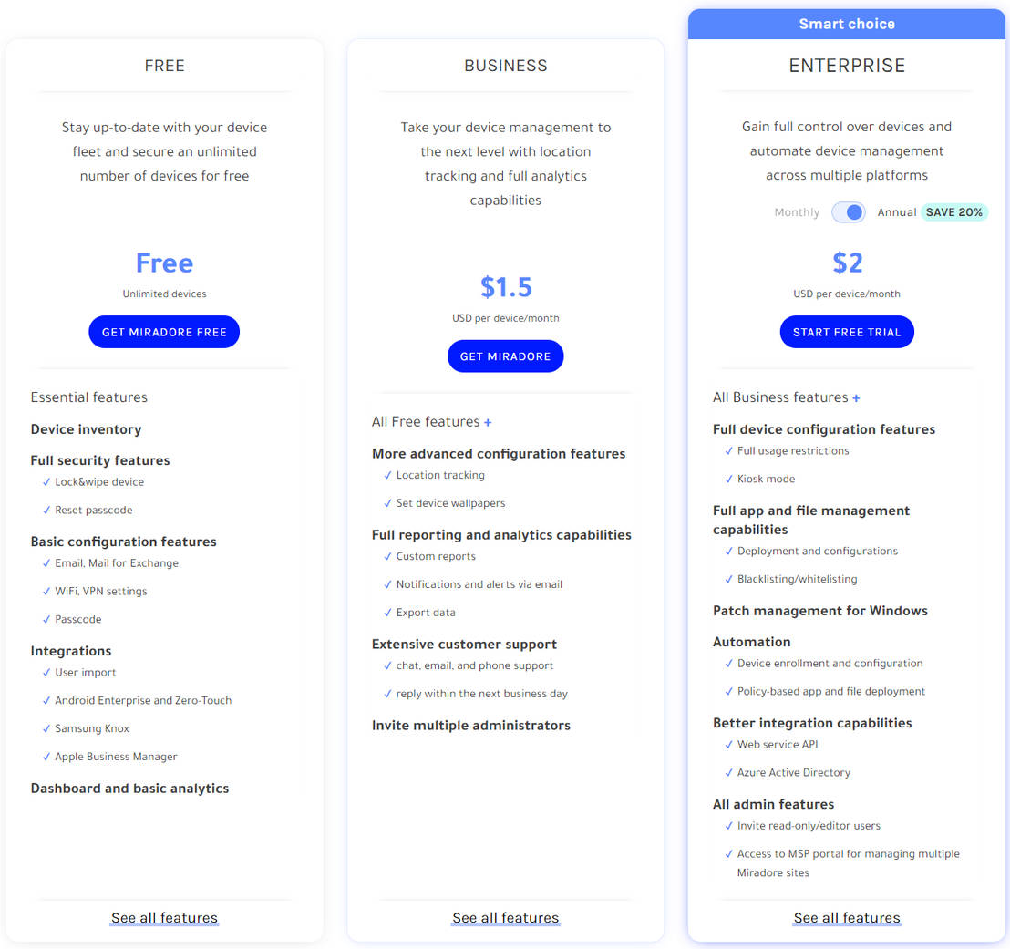 Miradore Pricing, Reviews and Features (January 2023) - SaaSworthy.com
