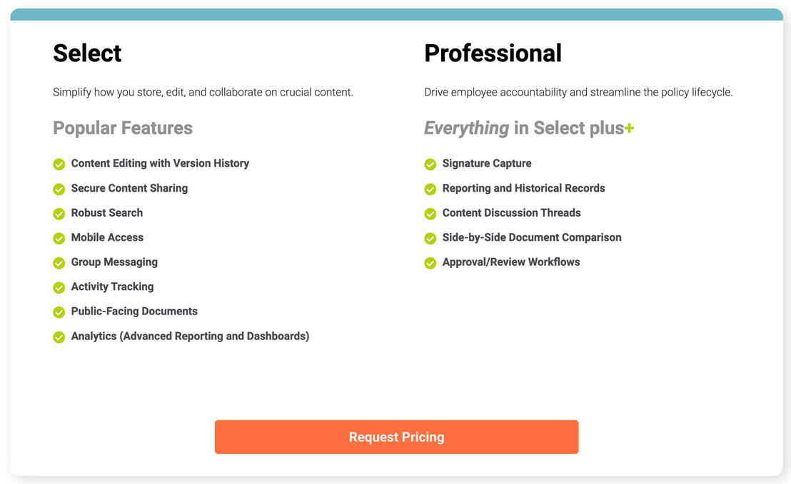 PowerDMS Pricing: Cost and Pricing plans