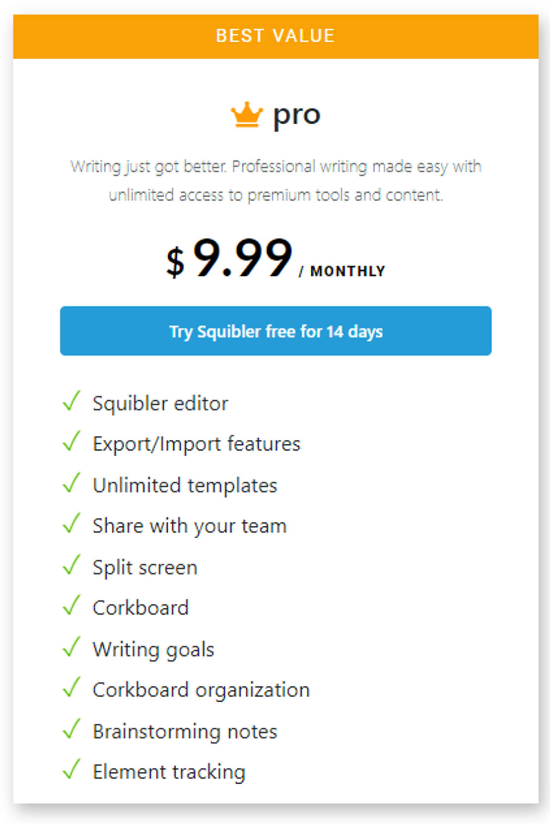Squibler Pricing: Cost and Pricing plans