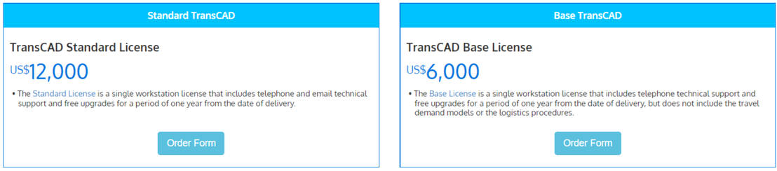 TransCAD Pricing: Cost and Pricing plans
